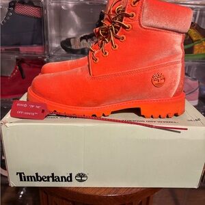 Timberland | Shoes | Timberland Off White Orange Velvet | Poshmark